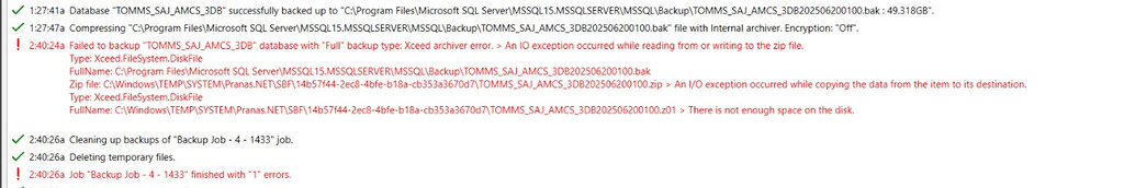 Backup Fail to Destination - Destination Issues - Sql Backup And FTP community