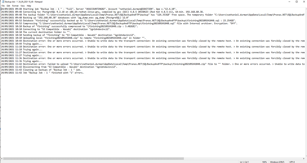 Backup Failing Connection Forcibly Closed Sql Backup And Ftp Community 