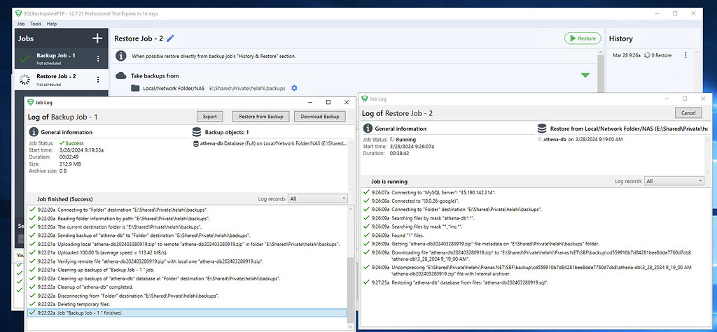 Restore Is Not Working Application Issues Sql Backup And Ftp Community