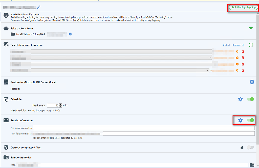 Initial Log Shipping And Enable Disable [send Confirmation] Using Command Line How It Works